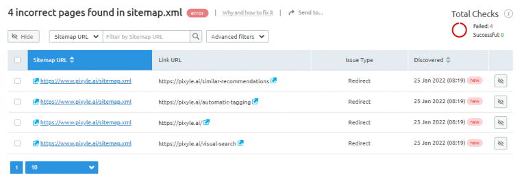 Find word on fixing incorrect pages in your sitemap
